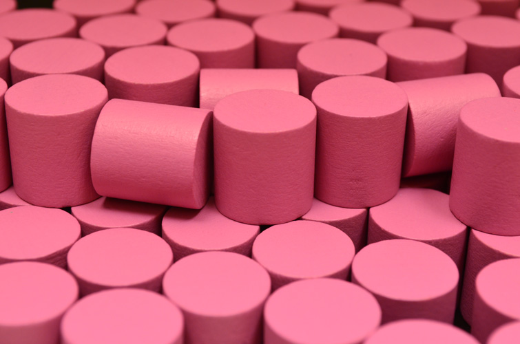 MeepleSource.com | Pink Wooden Cylinders (15x15mm)