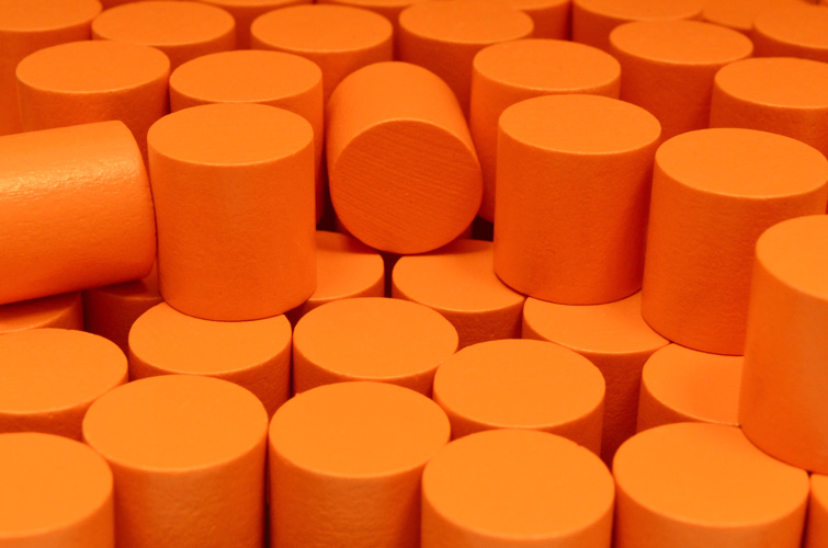 MeepleSource.com | Orange Wooden Cylinders (15x15mm)