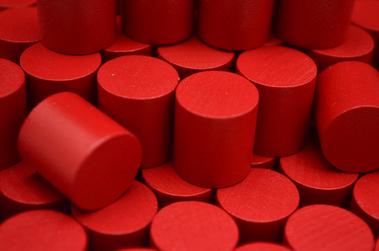 MeepleSource.com | Red Wooden Cylinders (15x15mm)