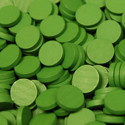 Green Wooden Discs (15mm) | MeepleSource.com